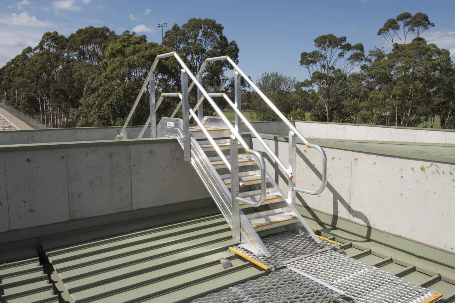 Access stairs for roof and plant